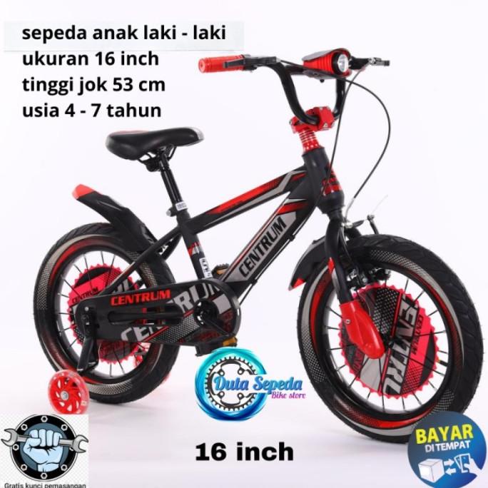 Jual sepeda anak laki umur 4 samapai 7 tahun ukuran 16 inch ban besar ...