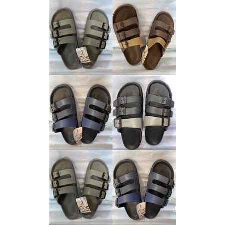 Jual YK6026 Sandal Selop Karet Pria / Sendal Slide Tali 3 Casual Merek ...