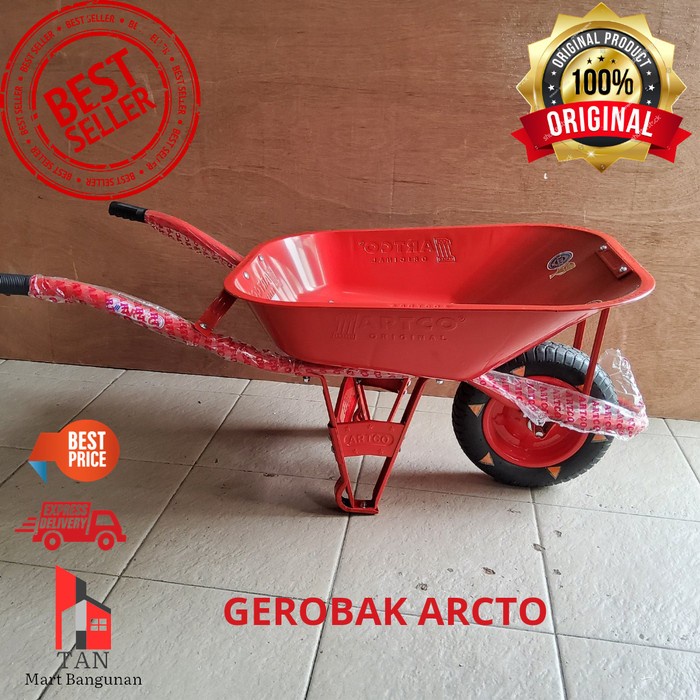 Jual Gerobak ROLI Arcto Merah Asli Sorong Dorong Proyek Pasir Batu Bangunan Ban HIDUP KHUSUS ...
