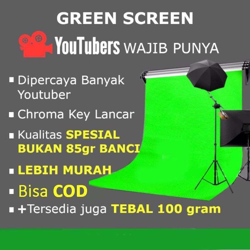 Jual Green Screen 110Gram 100gr Berkualitas Youtuber dan Backdrop ...