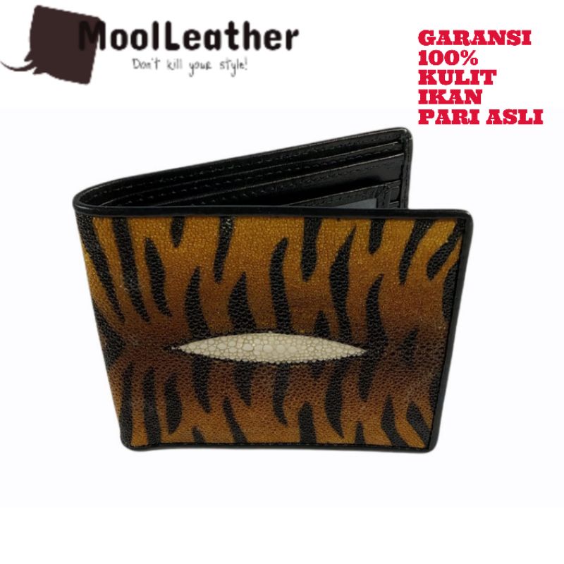 Jual Mool Leather - Dompet Pria Asli Kulit Ikan Pari Motif Yellow Tiger ...