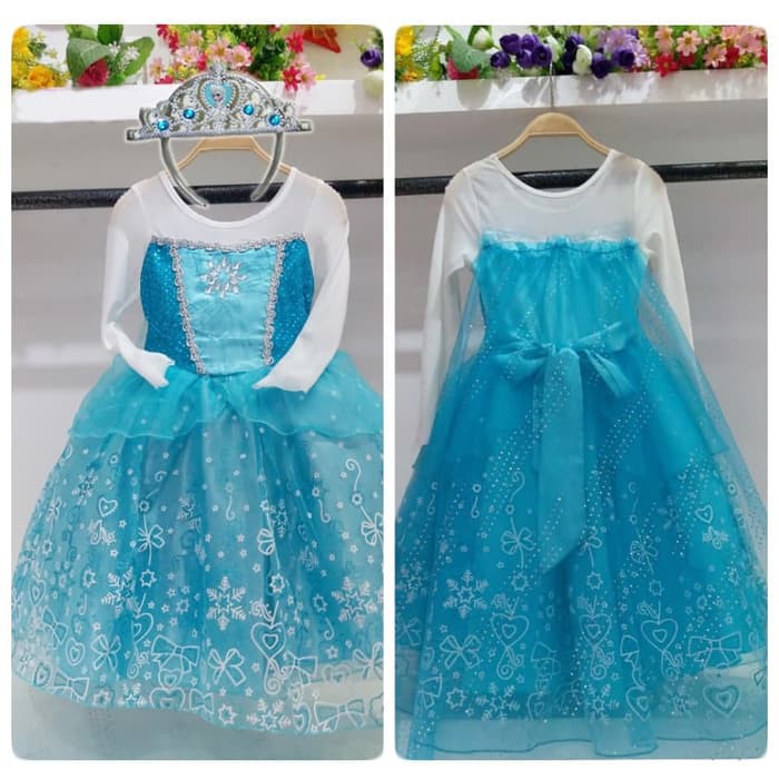 Jual NR Baju Anak Dress Kostum Frozen Elsa 08 Mahkota Cantik | Shopee ...