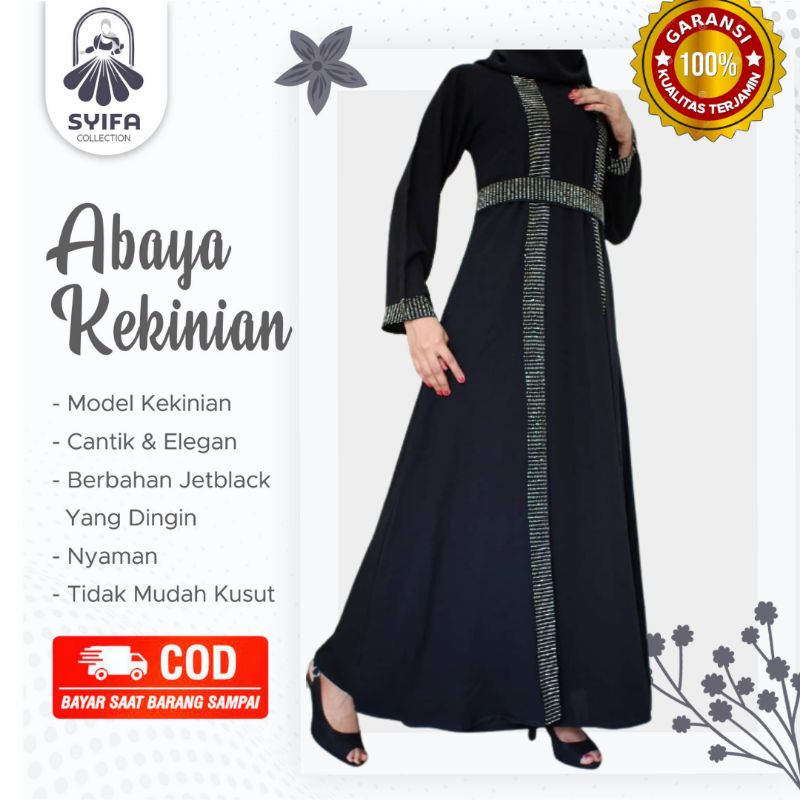 Jual Jubah Abaya Gamis abaya Maxi Dress Bordir Zhepy Hitam Polos Arab saudi Turkey / turki Dubai ...