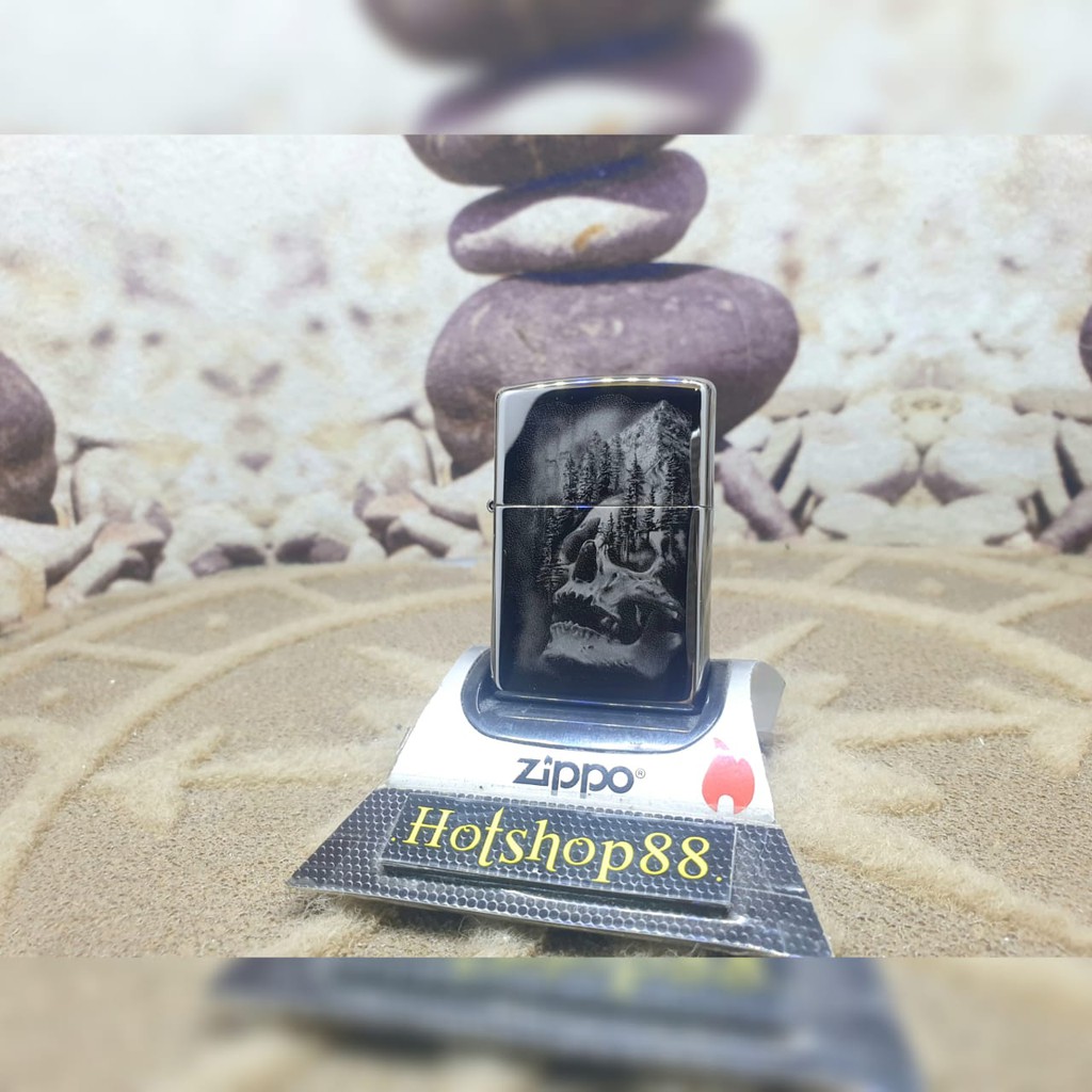 Jual ⭐⭐⭐⭐⭐ Zippo Original Skull Mountain Design Black Ice 49141 | Shopee Indonesia