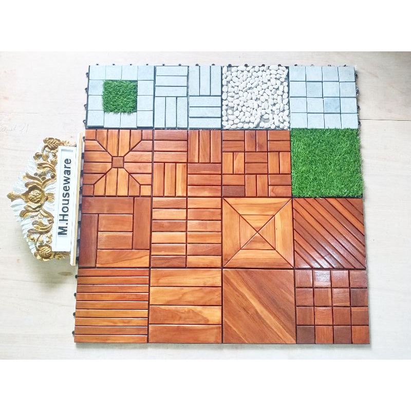 Jual Decking tile Portable Kayu Jati 30x30 / LANTAI KAYU JATI bongkar ...