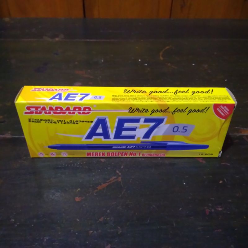 Jual pulpen bolpoin bolpen standard AE7 warna biru per pak isi 12 pcs | Shopee Indonesia