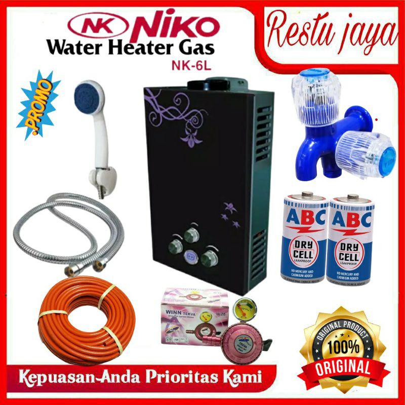 Jual Water heater pemanas air panas kamar mandi merk niko LED komplit ...