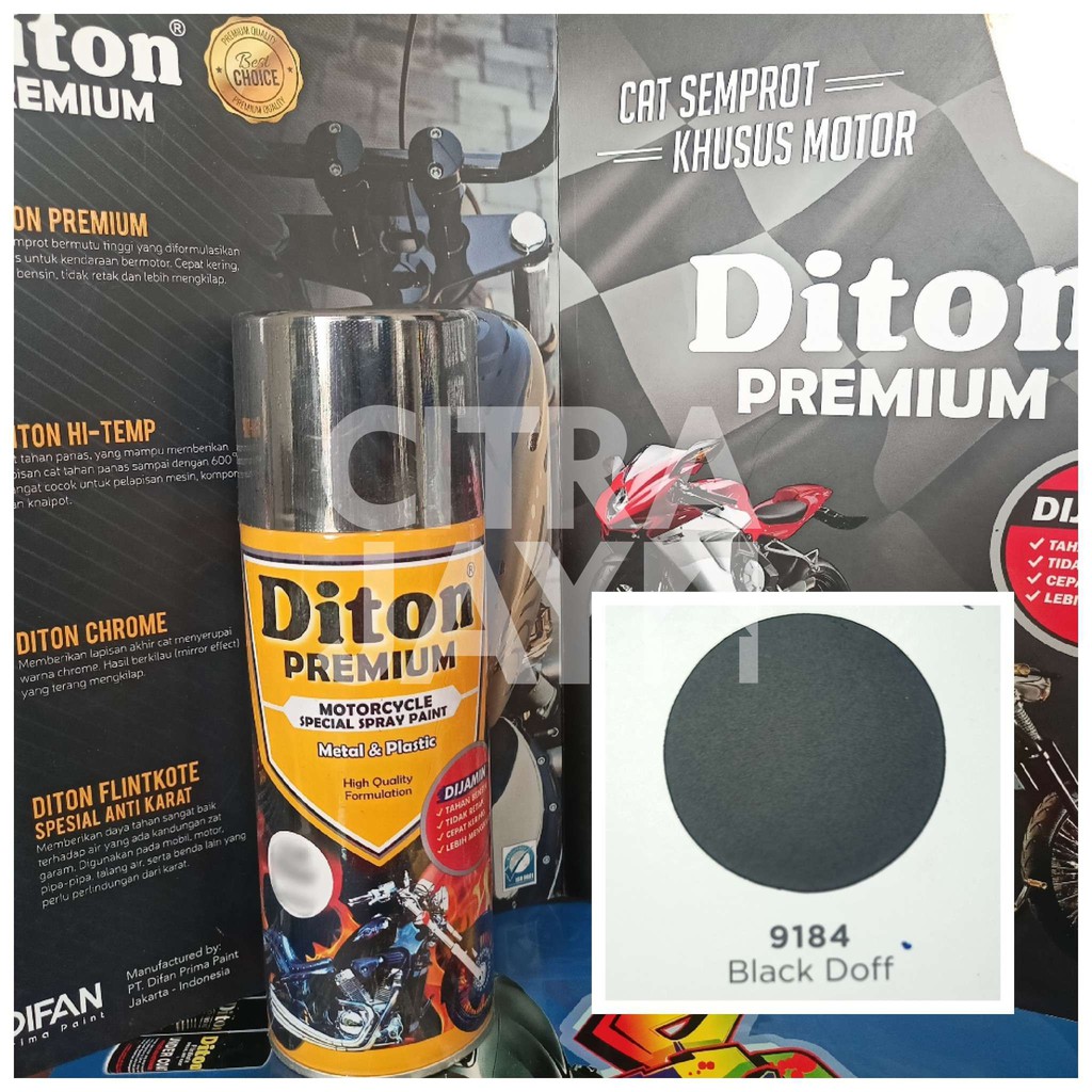 Jual Diton premiun black doff 9184 hitam dop cat semprot pilok pylox ...