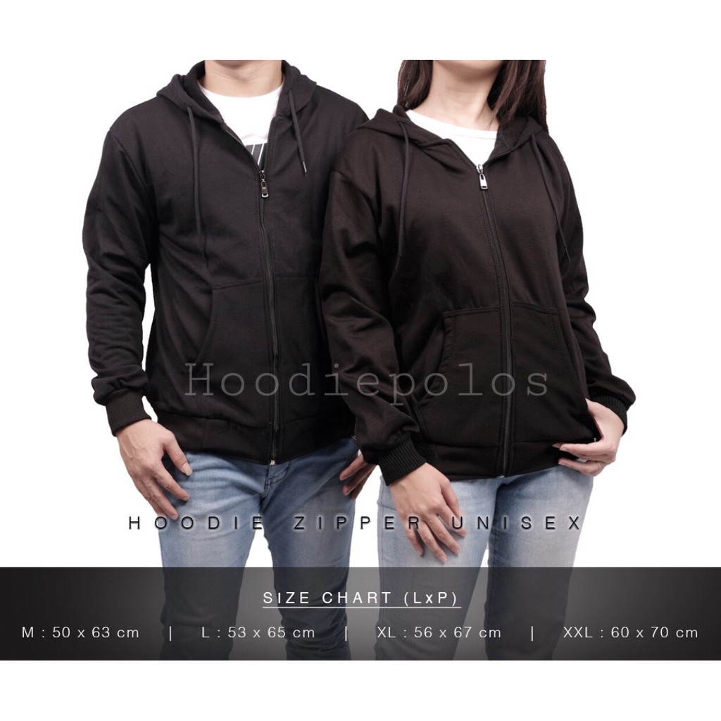 Jual Jaket Hoodie Zipper Unisex (Hitam) | Shopee Indonesia