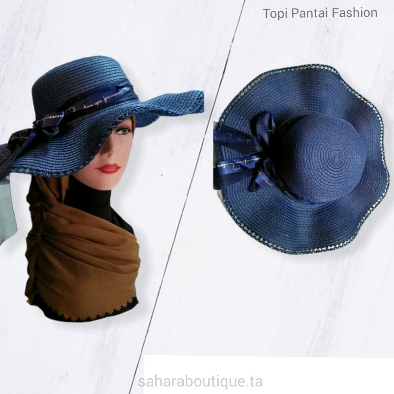 Jual Topi Fashion Pita Perempuan HITAM BIRU DONGKER NAVY Elegan ...