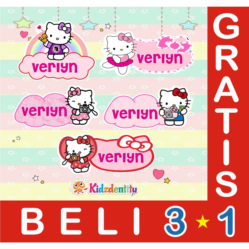 Jual LABEL NAMA CUTE HELLO KITTY 4 | Shopee Indonesia