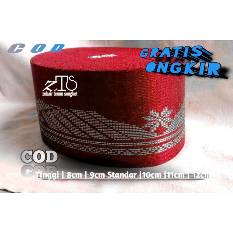 Jual peci MERAH SILVER GUNUNG sngket kopiah songket warna merah silver ...