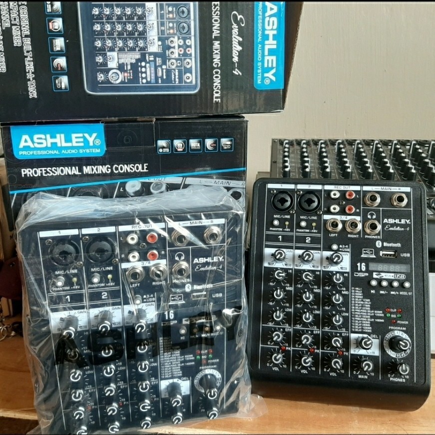 Jual Mixer Ashley Evolution 4 channel Vocal Reverb Soundcard PC Recording ORIGINAL TERBAIK ...