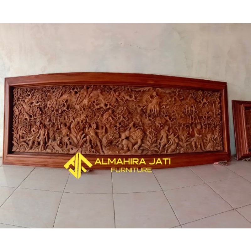 Jual Ukiran Relief 3D Kayu Jati Motif Ramayana // Hiasan Dinding Karya ...