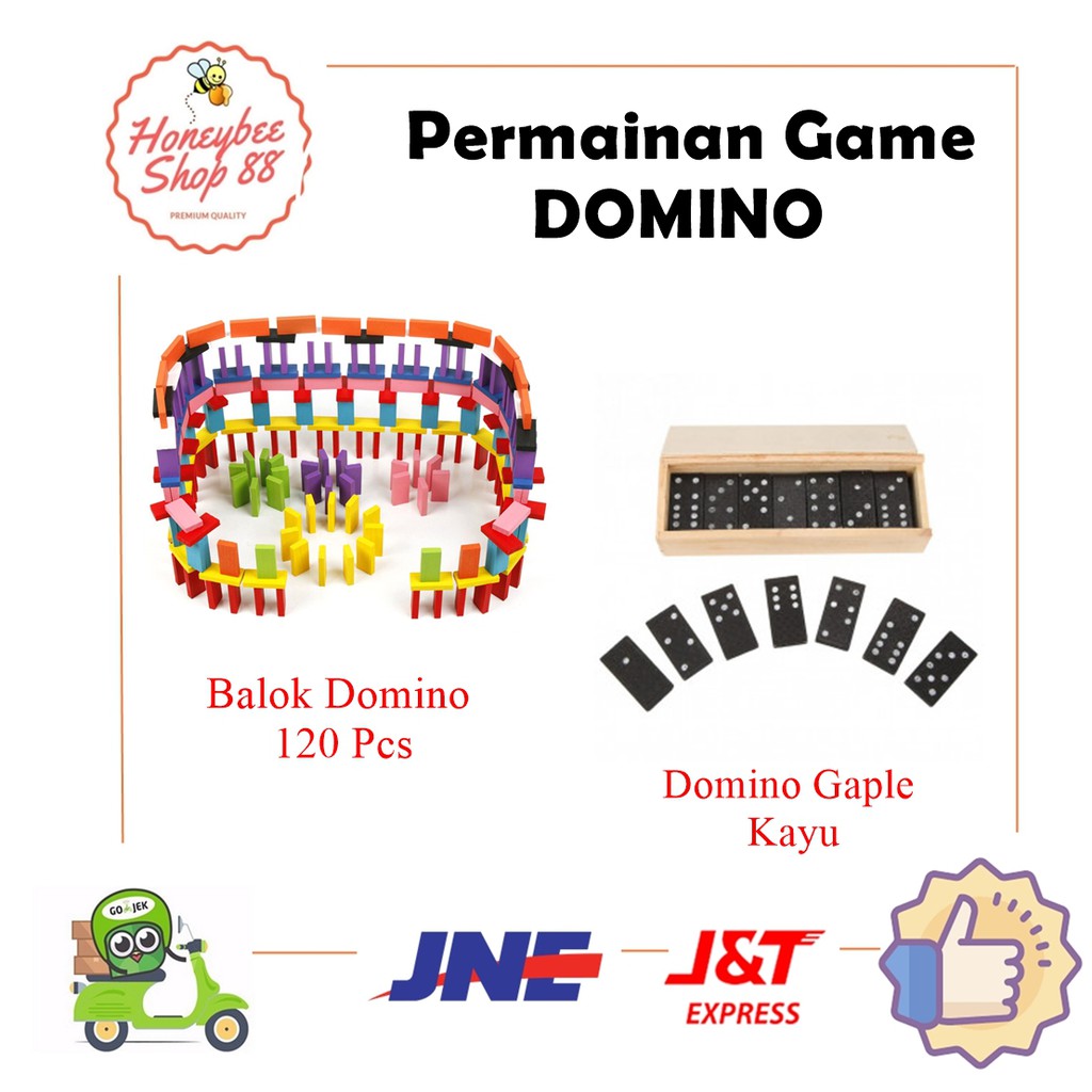 Jual Permainan Domino Susun Balok Domino 120 PCS dan Domino Gaple Kayu ...