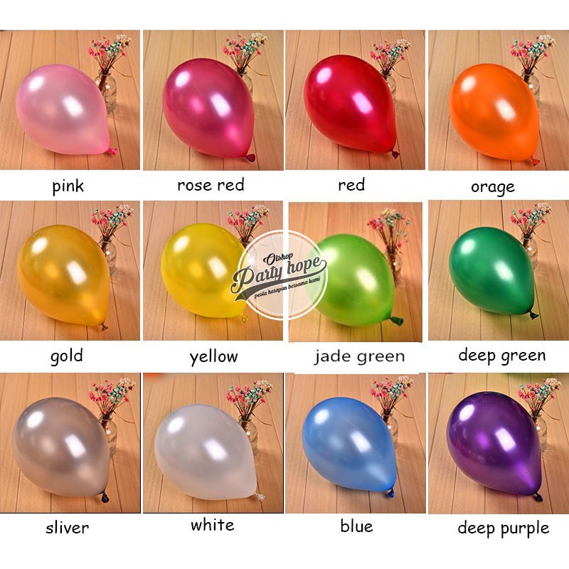 Jual Balon metalik 12 inch / balon latex metalik / balon karet warna ...