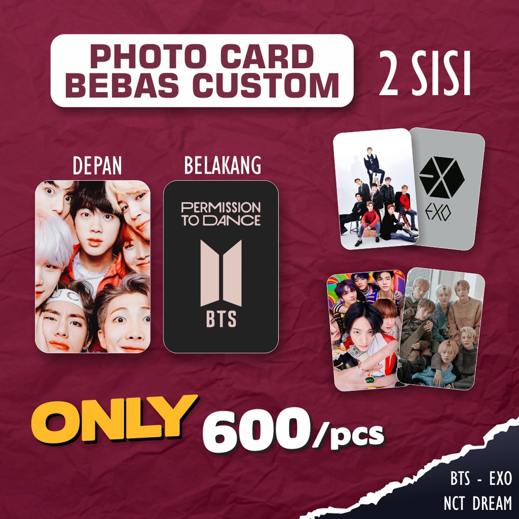 Jual Photocard Custom 2 sisi Foto card BTS EXO NCT DREAM | Shopee Indonesia