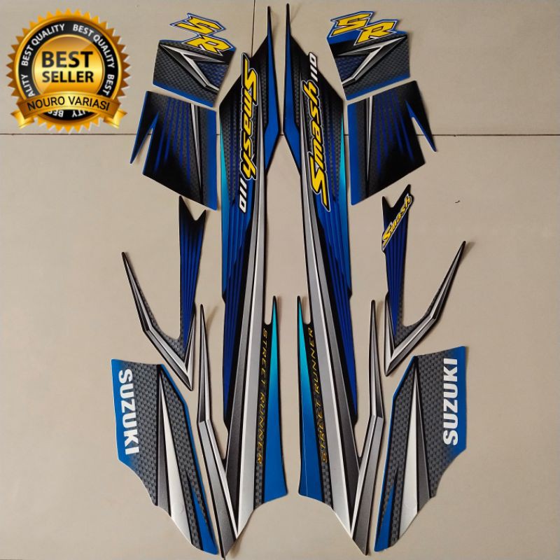 Jual striping suzuki smash 110 sr 2007 2008 hitam biru body standar ...