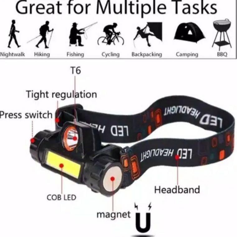Jual HEADLAMP SENTER KEPALA COB PAKAI CAS/CHARGER (KODE J6523) | Shopee ...