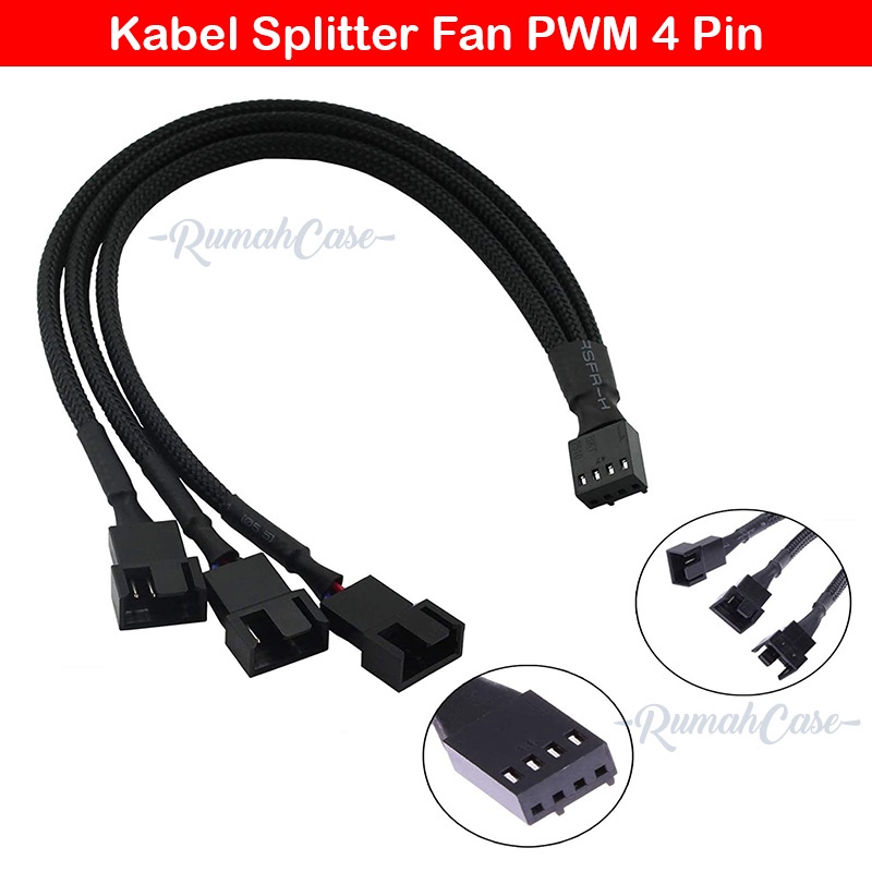 Jual Kabel Splitter Fan PWM 4 Pin Cabang 3 kipas cpu sys pc speed cable ...