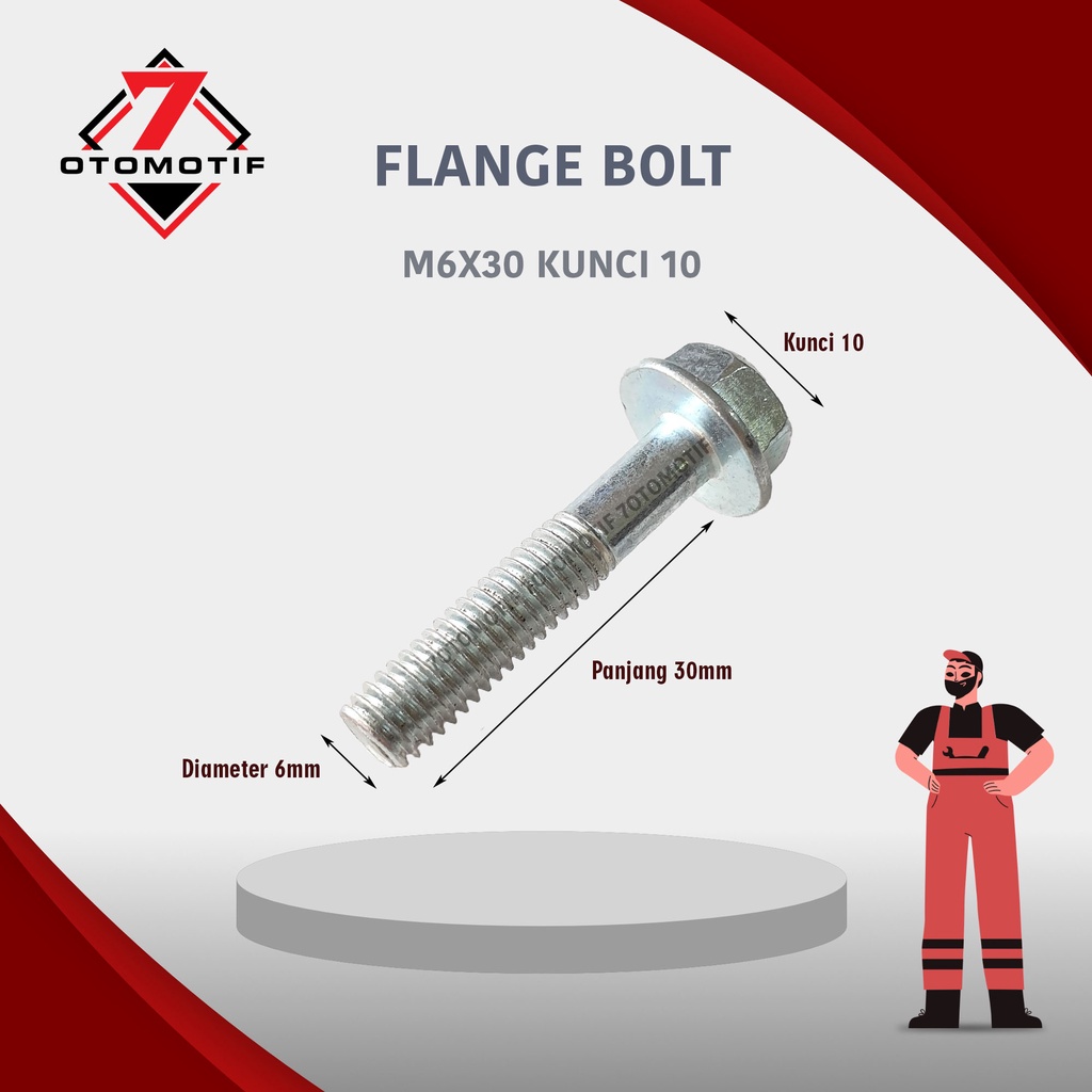 Jual Flange Bolt M6x30 Kunci 10 Baut Topi 6x30 6mm M6 | Shopee Indonesia