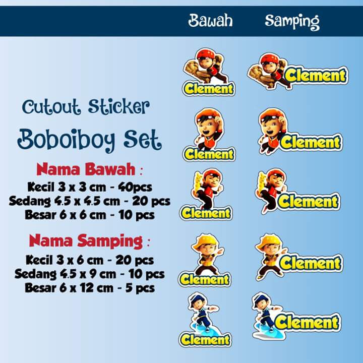 Jual Stiker Label Nama Waterproof Cutout Boboiboy (Set) | Shopee Indonesia