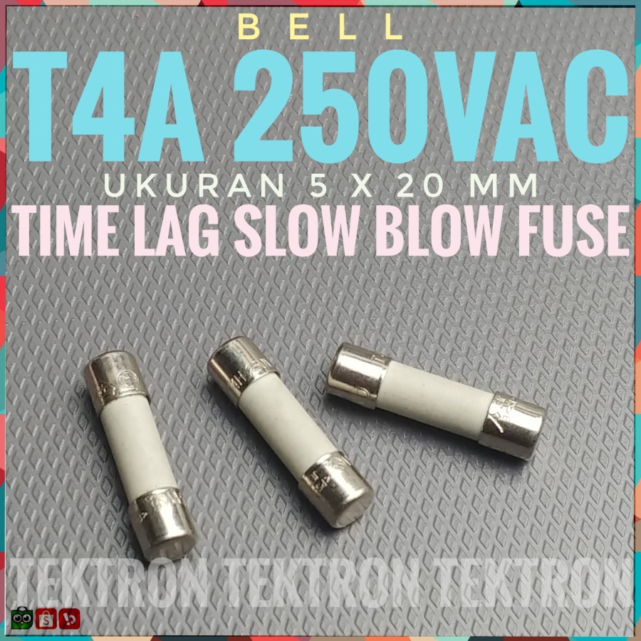 Jual Bell Ceramic Fuse 4A 250VAC Sekring T4AH Time Lag Delay Keramik ...