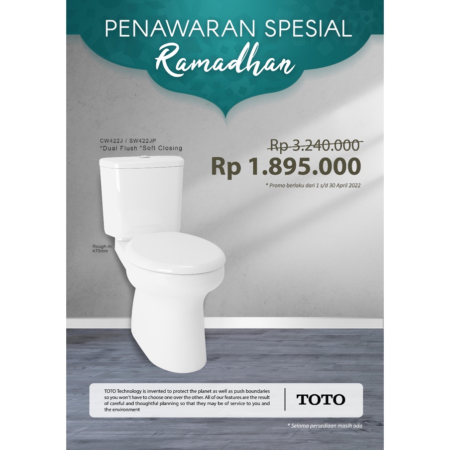 Jual CW 422 J | Kloset Duduk Toto Ø 47 cm | Dual Flush ( BANDUNG ONLY ...