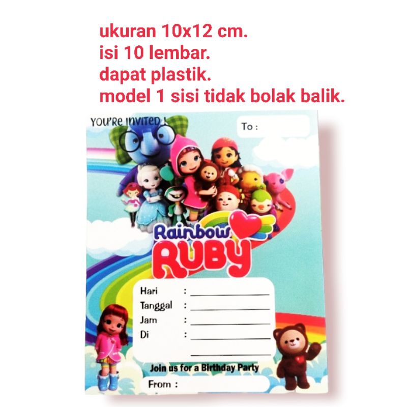 Jual kartu undangan ulang tahun happy birthday ultah karakter rainbow ...