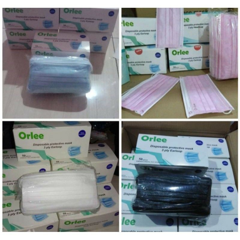 Jual masker Orlee 3Ply model hijab dan non hijab 1box isi 50pcs ...