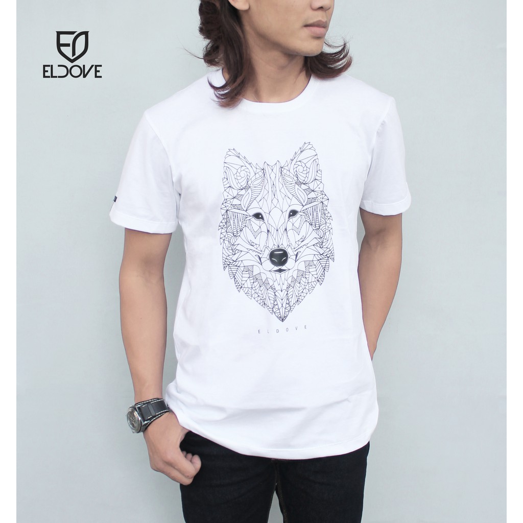 Jual Eldove T-Shirt Wolf White 7149 | Shopee Indonesia