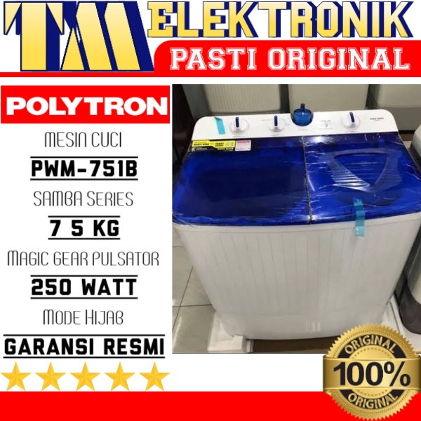 Jual MESIN CUCI POLYTRON PWM 751 / Mesin Cuci 2 Tabung Kapasitas 7,5Kg | Shopee Indonesia