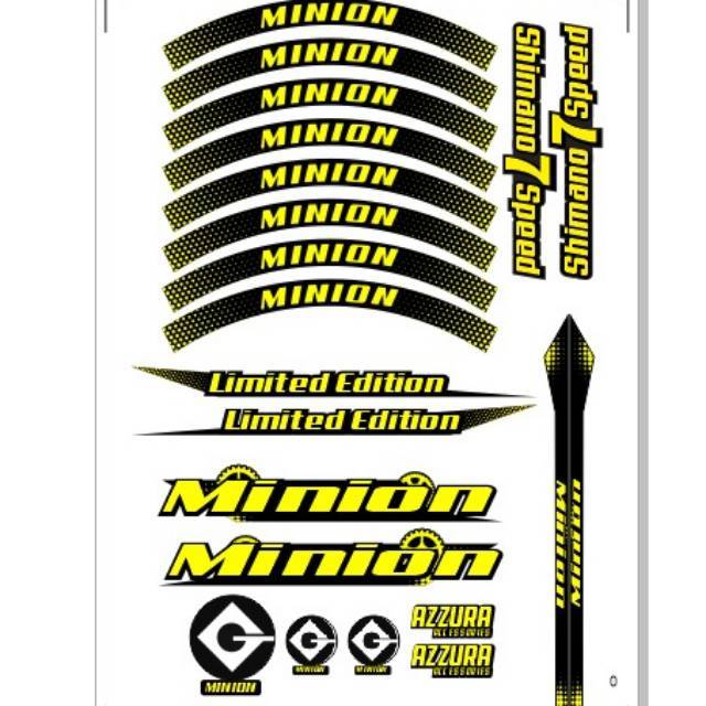 Jual Promo Decal sticker sepeda minion, bisa request nama dan warna ...