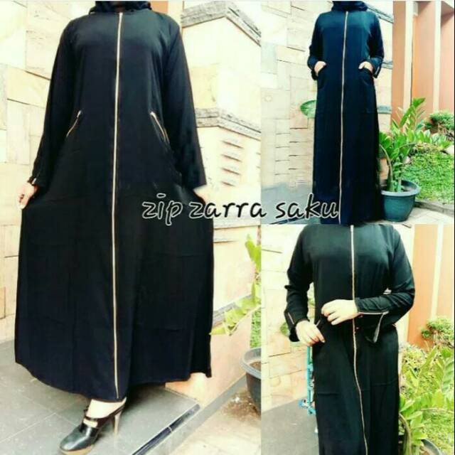 Jual Abaya ziper saku | Shopee Indonesia