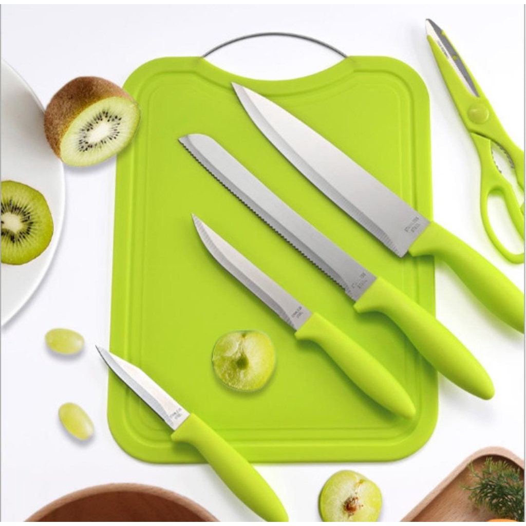 Jual Pisau Set 5 In 1 Stainless / Set Pisau Gunting Talenan Dapur ...