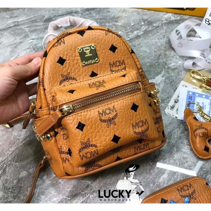 Jual MCM Mini Bebe Boo Backpack In Cognac - ORIGINAL 100% | Shopee ...