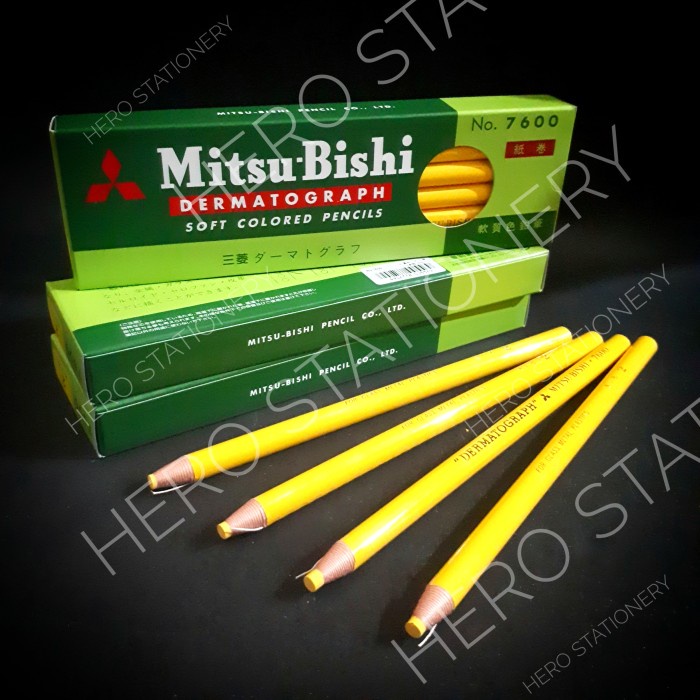Jual Mudah Pensil Kaca Dermatograph Mitsubishi Original Kuning Yellow ...