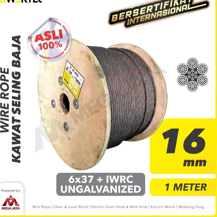 Jual Miliki - POWERTEC Wire Rope / Kawat Seling Baja 6x37 IWRC 16mm Ungalv - 1 Meter .. | Shopee ...