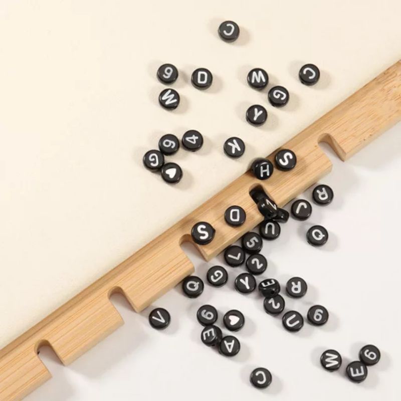 Jual [Pilih Huruf] No. 7 Abjad BULAT HITAM tulisan PUTIH alphabet ...