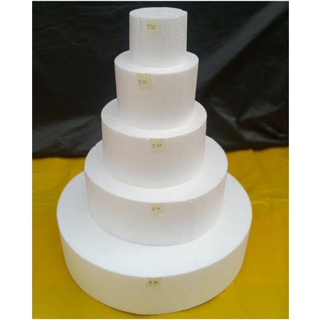 Jual styrofoam bulat / styrofoam dummy cake tinggi 10 cm diameter 10 sd ...