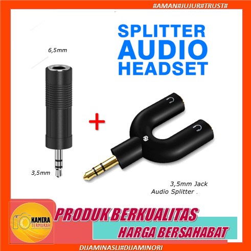 Jual Splitter U dan Jack Besar 6.5mm To 3.5mm / Jack Lubang Besar ke ...