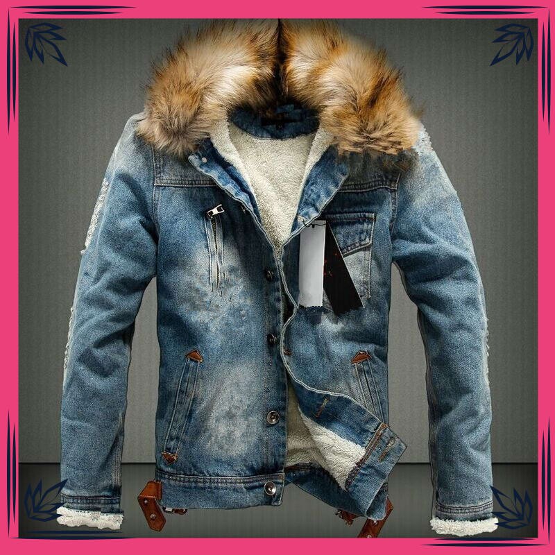 Jual Jaket Pria Jeans Import Winter Mens Denim Jackets Fleece Thick ...