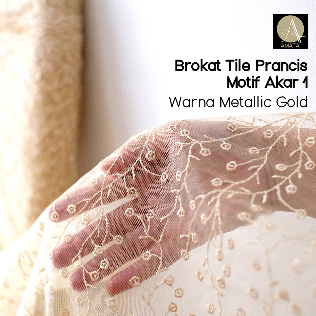 Jual 1/2 meter Kain Brokat Brukat Tile Prancis Bahan Kebaya Motif Akar ...