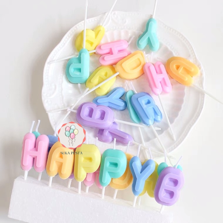 Jual LILIN TULISAN HBD PASTEL / LILIN HBD MACARON / LILIN HURUF HBD ...