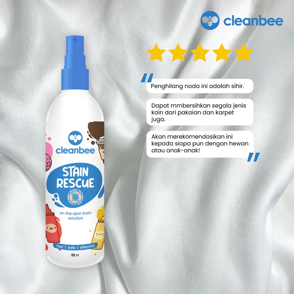 Jual Cleanbee Stain Rescue 100 ML PENGHILANG NODA! NON ALCOHOL! (STAIN REMOVER) | Shopee Indonesia