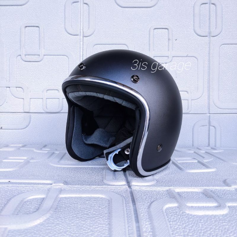 Jual HELM BOGO CUSTOM SLIMM HEAD RETRO KLASIK BUSA KULIT LIST CROM ...