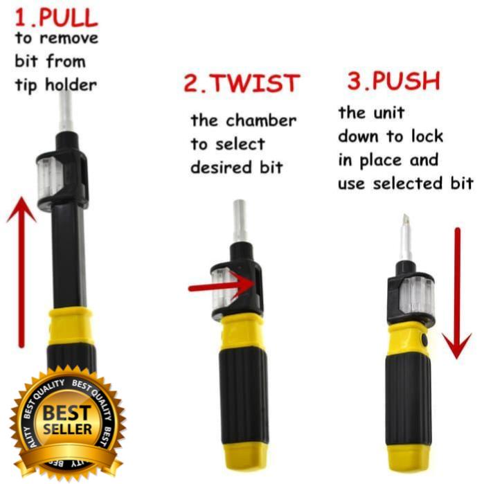 Jual Obeng Premium Putar 6 Jenis Fungsi Kepala ROTATING BIT 6 IN 1 ...