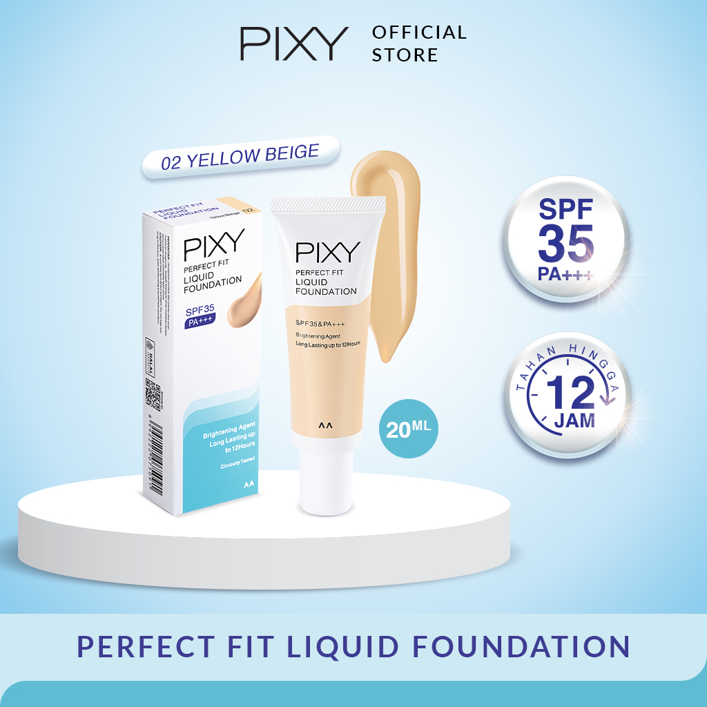 Jual PIXY Perfect Fit Liquid Foundation 02 Yellow Beige | Shopee Indonesia