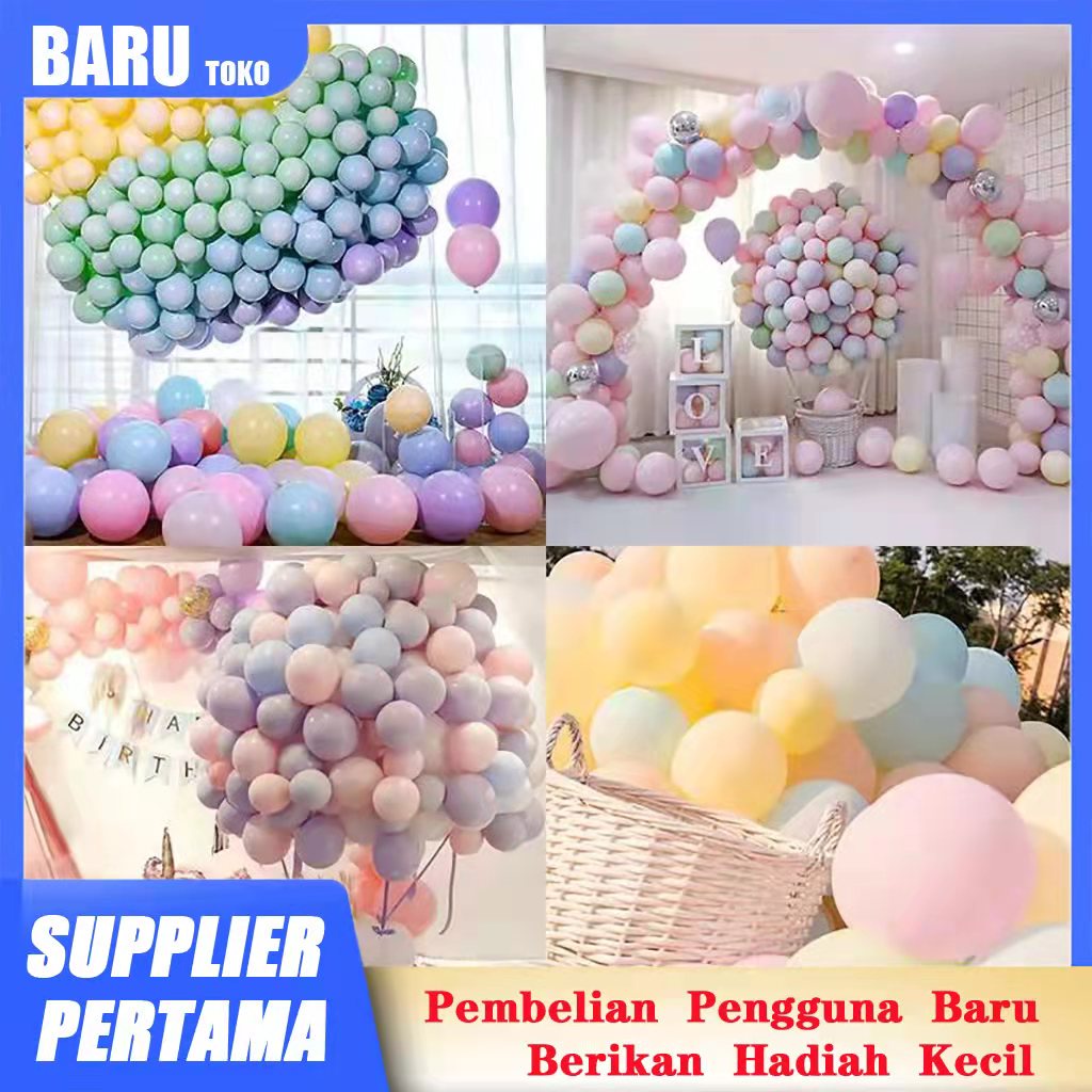 Jual Balon macaron menebal balon lateks 10 inci pesta ulang tahun balon ...