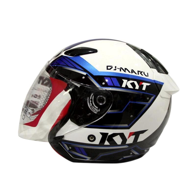 Jual HELM KYT DJ MARU #9 - WHITE/BLUE | Shopee Indonesia